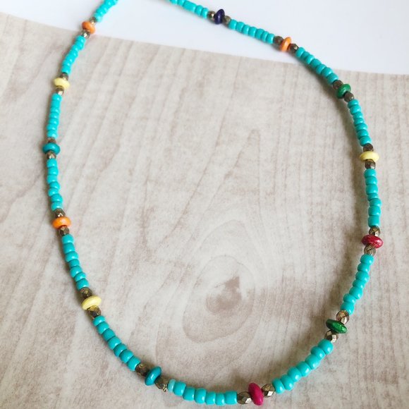 Jewelry | Turquoise Seed Bead Necklace | Poshmark